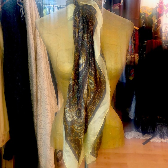 Vintage | Accessories | Vintage Indian Silk Scarf Large Square ...